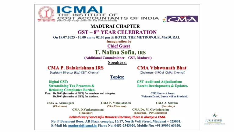 GST@8: Madurai Chapter of ICMAI to Celebrate 8th Anniversary of GST ...